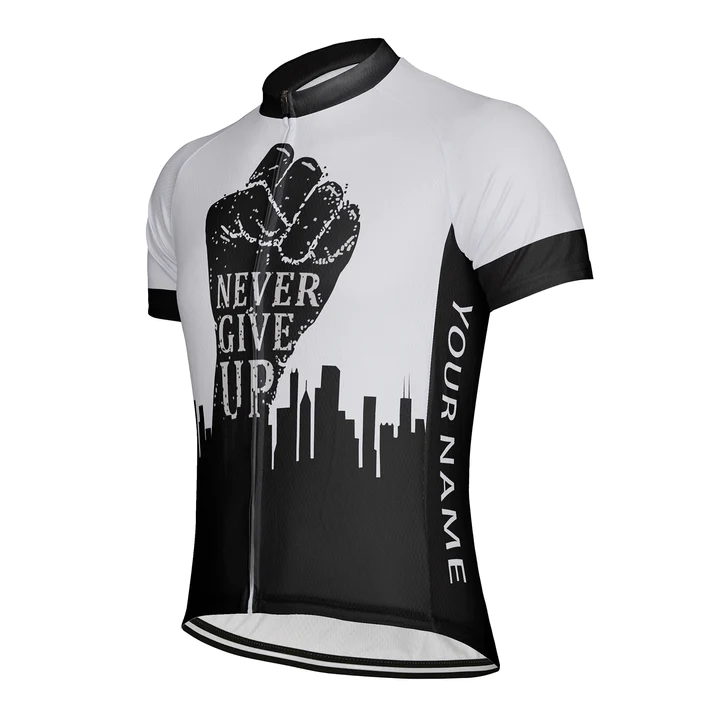 Customized Never Give Up Short Sleeve Cycling Jersey for Men – OS Cycling Store