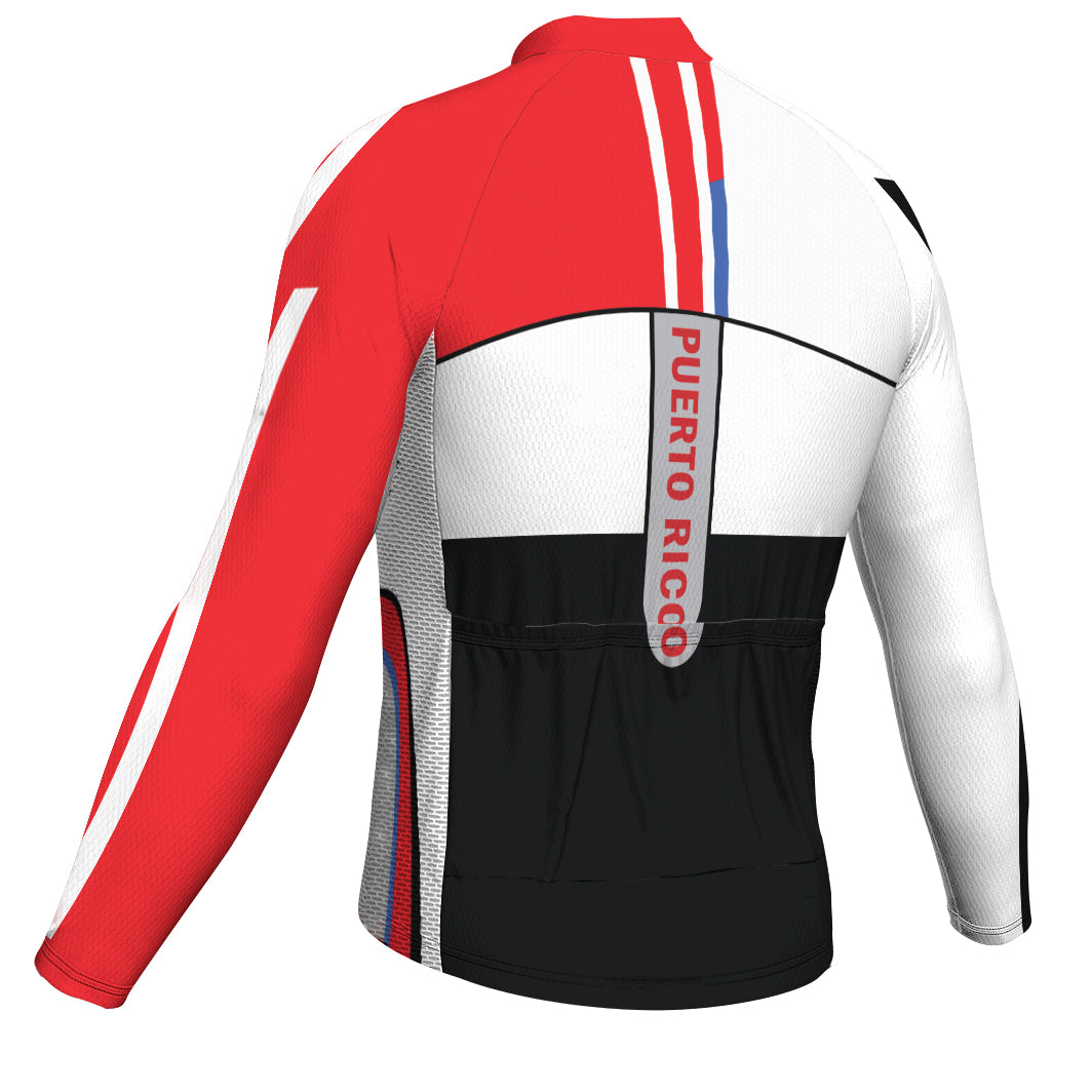 Customized Puerto Rico Winter Thermal Fleece Long Sleeve Cycling Jerse ...