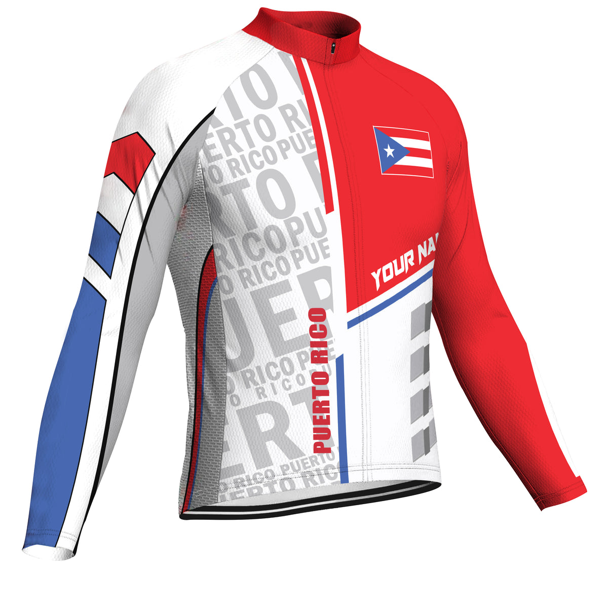 Customized Puerto Rico Long Sleeve Cycling Jersey for Men – OS Cycling ...