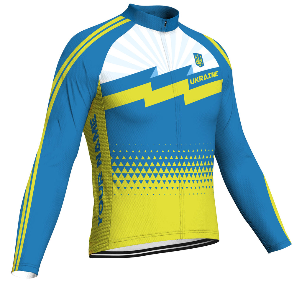 Customized Ukraine Winter Thermal Fleece Long Sleeve Cycling Jersey fo ...