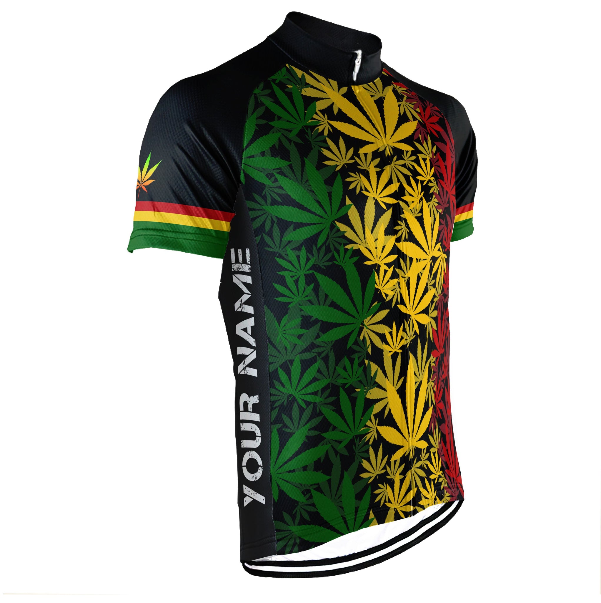 Customized Rasta Marijuana Short Sleeve Cycling Jersey for Men – OS ...