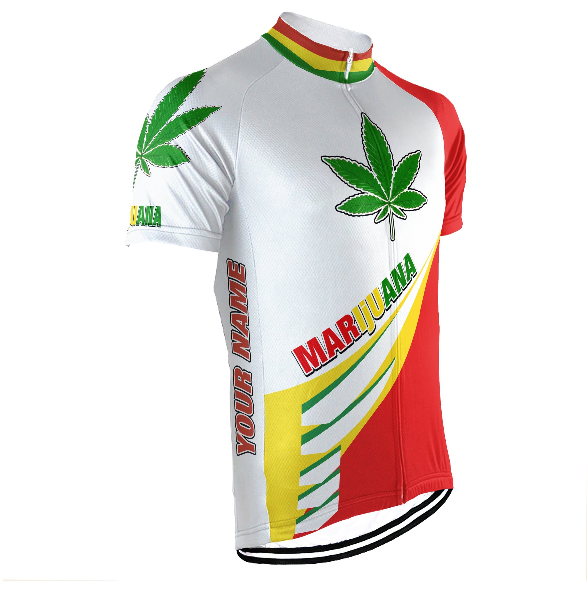 Customized Rasta Marijuana Short Sleeve Cycling Jersey for Men – OS ...