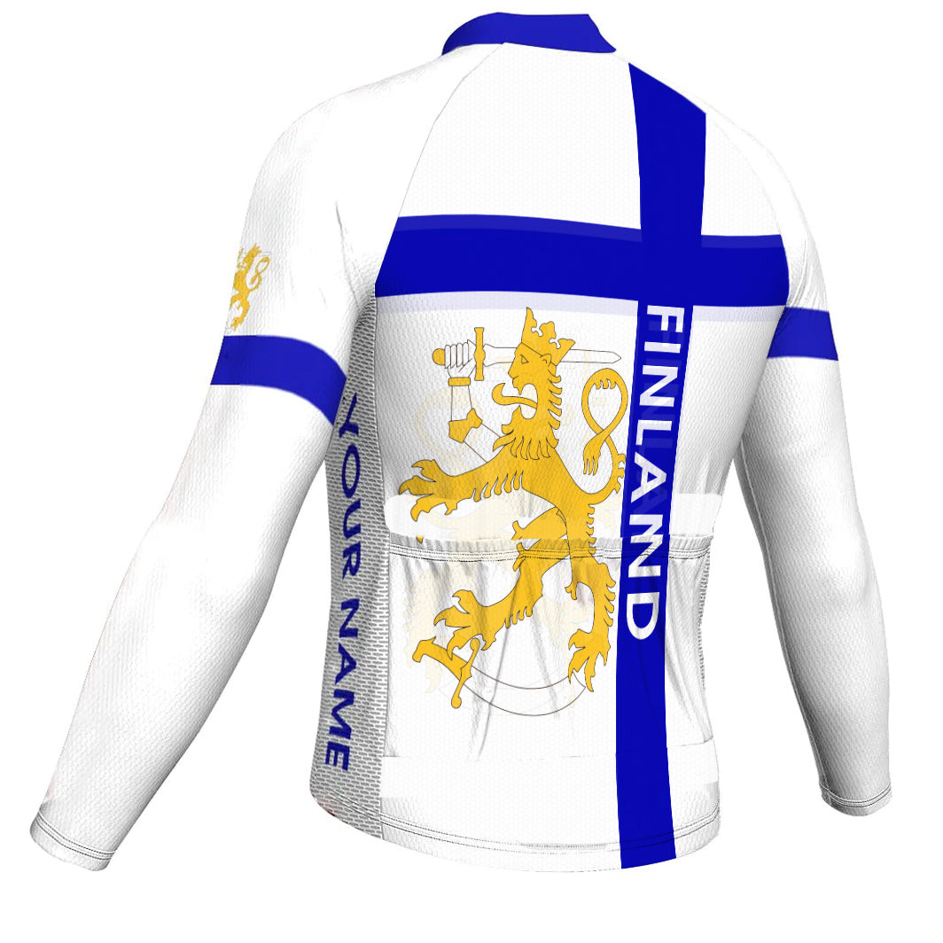 Customized Finland Winter Thermal Fleece Long Sleeve Cycling Jersey fo ...